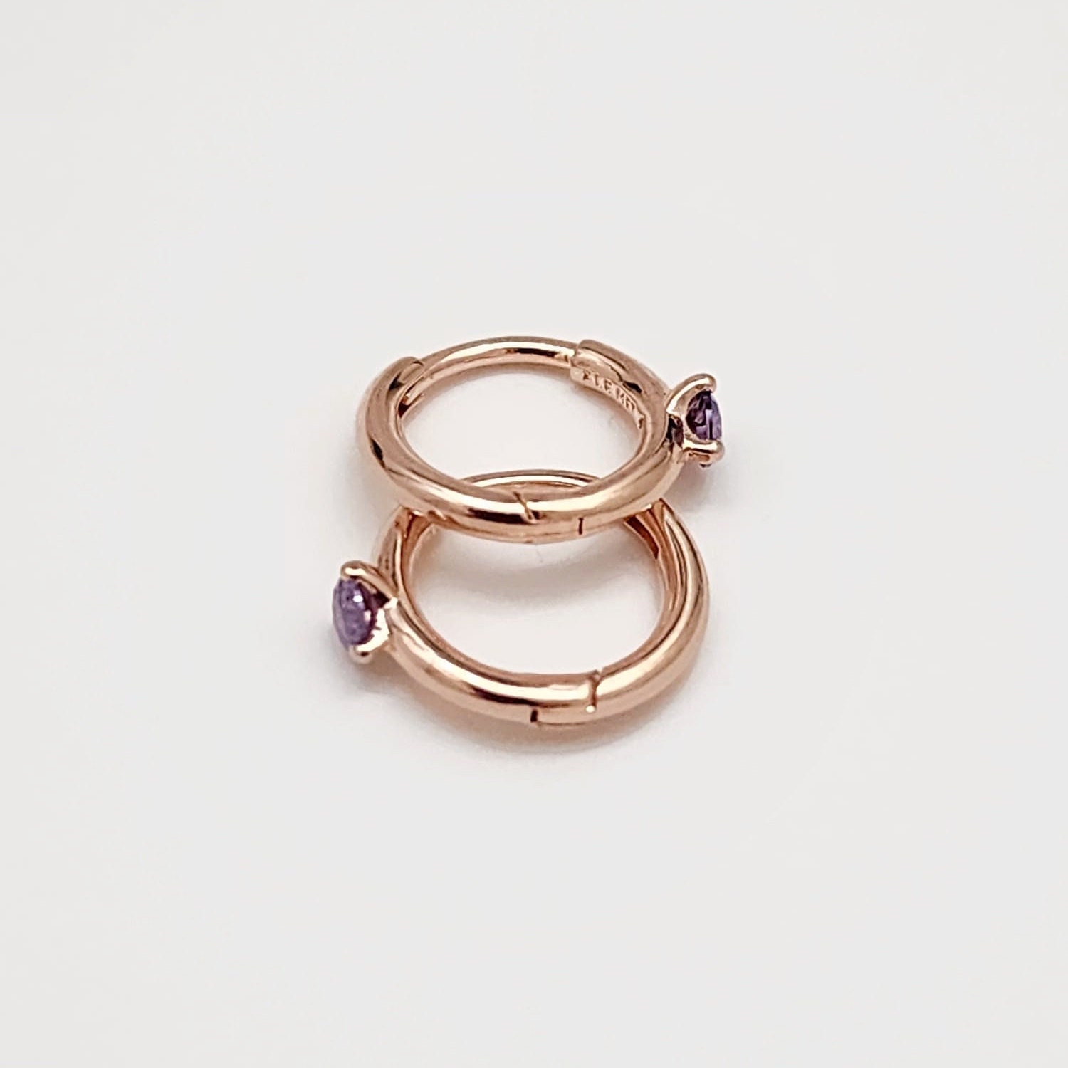 Pandora Solitaire Huggie Hoop Earrings, 14K Rose Gold Plated, Sterling ...