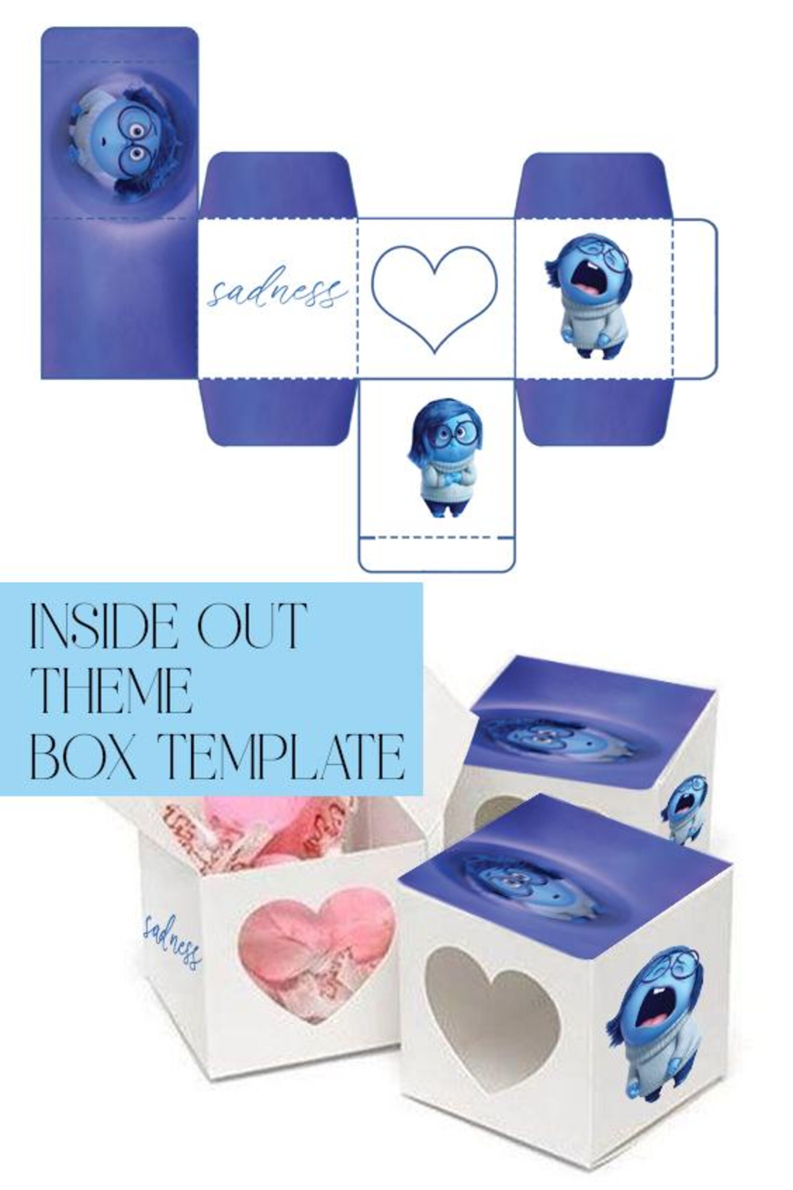 Inside Out Theme Box Template , Gift Boc Template, Party Box , Sadness ...