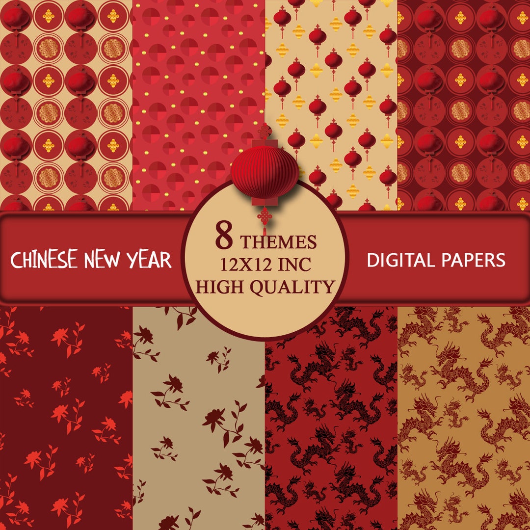 Chinese New Year Digital Paper, Lunar New Year Digital Paper, Asian ...