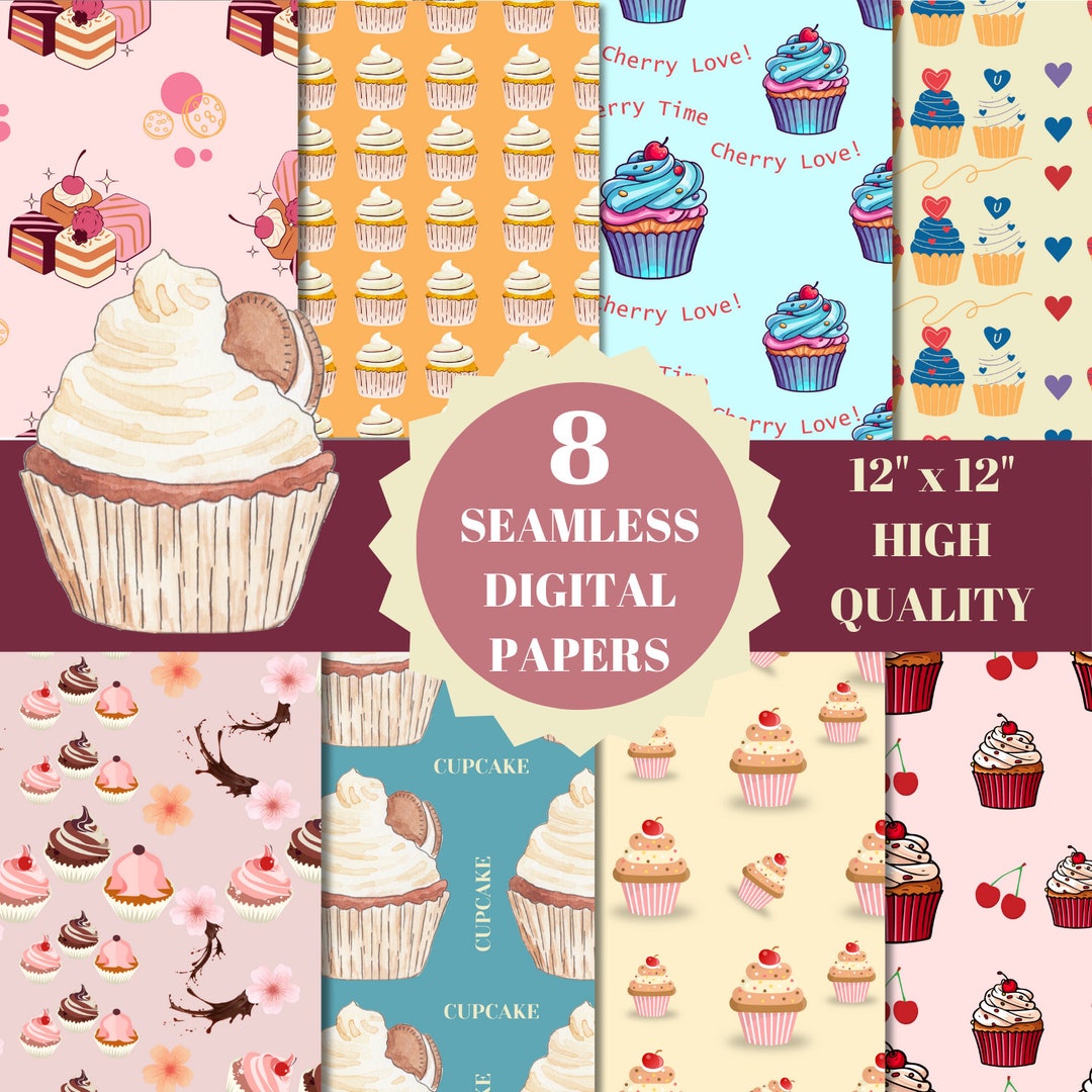 Cupcake Seamless Digital Papers, High Quality ,commercial Use Digital ...