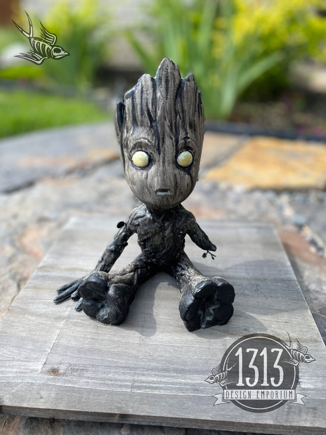 Zombie Baby Groot Decor W/ Glow in the Dark Eyes - Hand Painted - Etsy