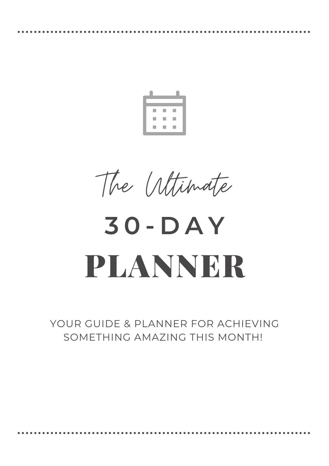 A4 Portrait Ultimate 30 Day Planner Black and White, PDF Undated ...