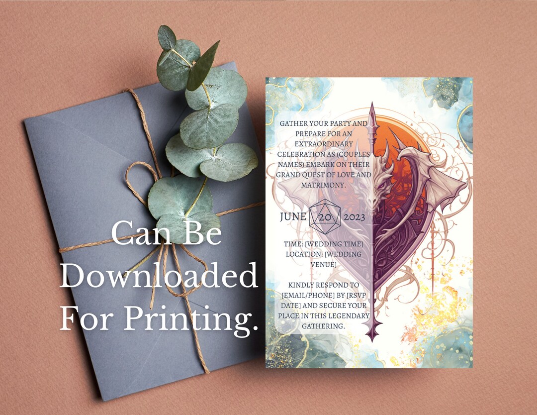 Dnd Wedding Invitation Canva Template D20 Role Playing Game Theme ...