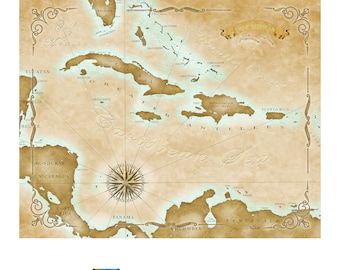 Travel Map of Caribbean - Etsy