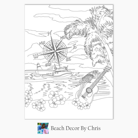 Tropical Island Coloring Page
