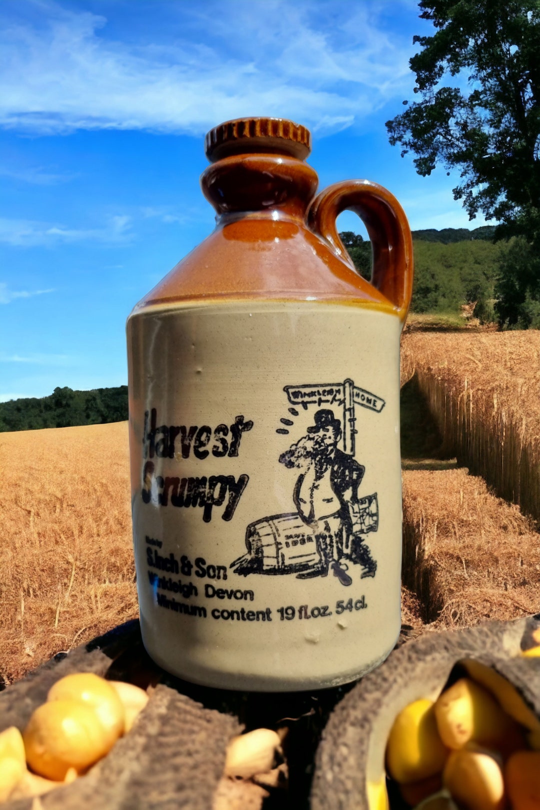 Vintage Harvest Scrumpy Shiny Glazed Stone Flagon With Original ...