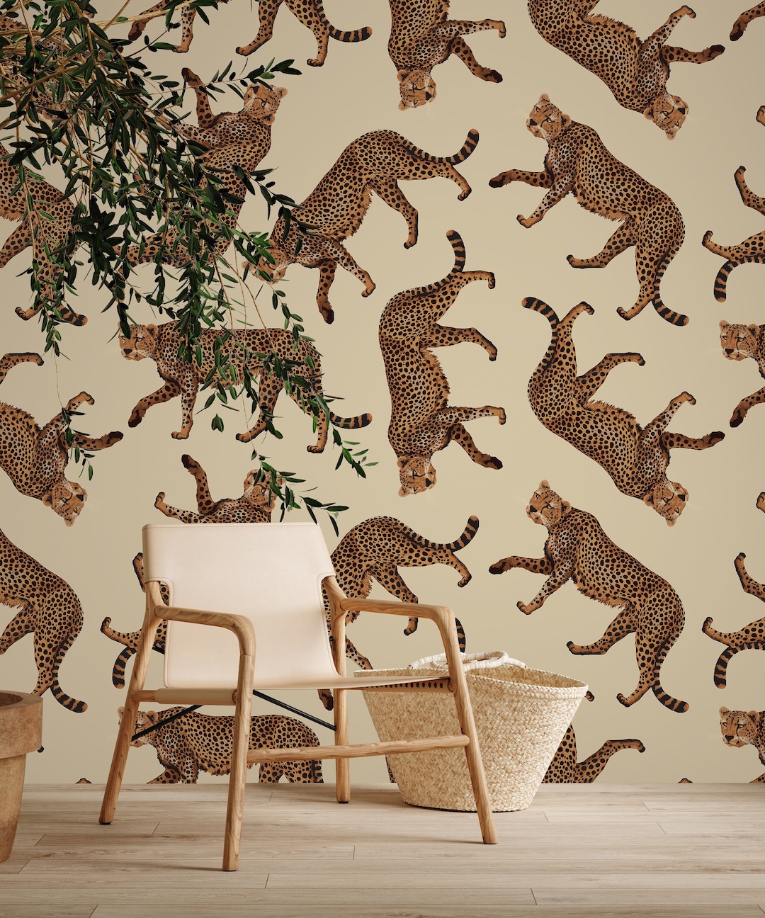 Cheetah Wallpaper, Vintage Animal Wall Mural, Peel and Stick Wallpaper ...