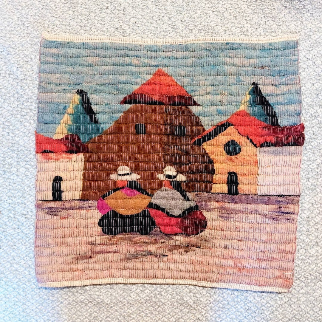 Vintage Peru Wall Hanging Tapestry Women Native Handmade 100% Alpaga ...