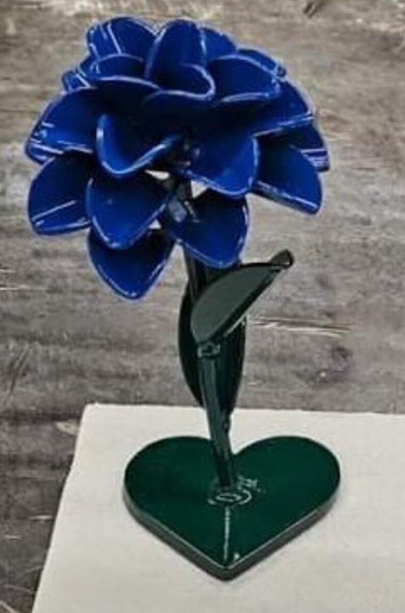 Custom Metal Flower With Heart Base Handcrafted Steel Flower ...