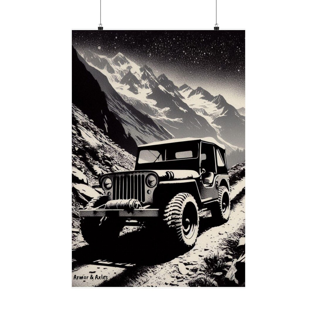 Jeep Pencil Drawing Print Matte Vertical Poster Premium Fine Art Paper ...