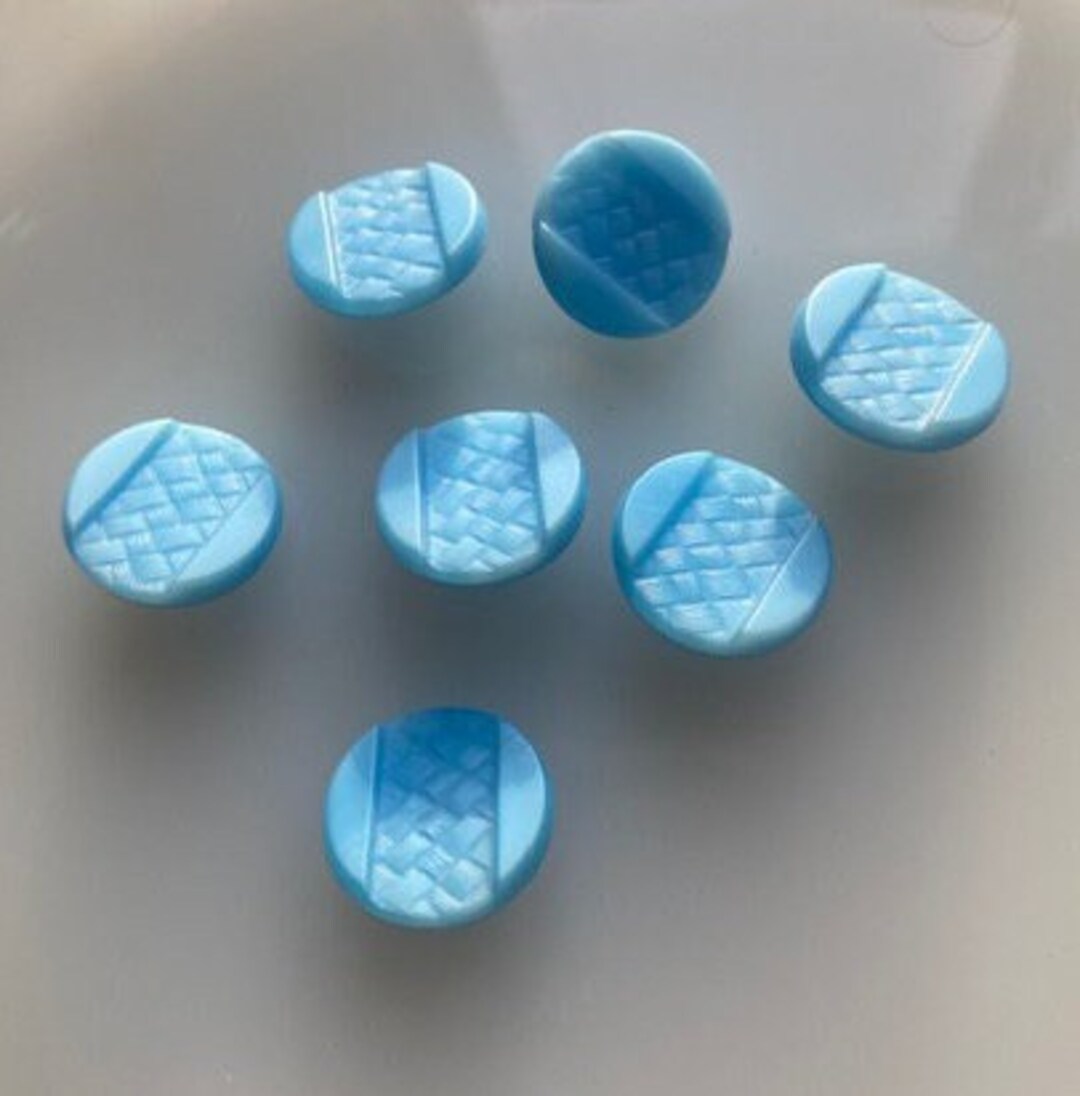 Vintage Czech Glass Buttons, 3/4" Sky Blue Basketweaves (7) - Etsy