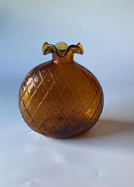 Vintage Clevenger Brothers Deep AMBER QUILT & STARS Windowsill Bottle ...