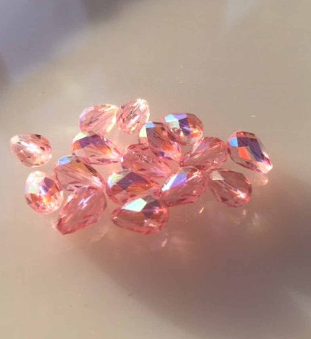 Vintage Austrian Crystal 9 Mm Pink AB Drops (15) - Etsy