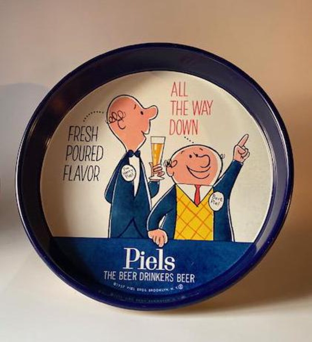 Vintage 1957 PIELS Light BEER Harry & Bert Serving Tray Man Cave Bar ...