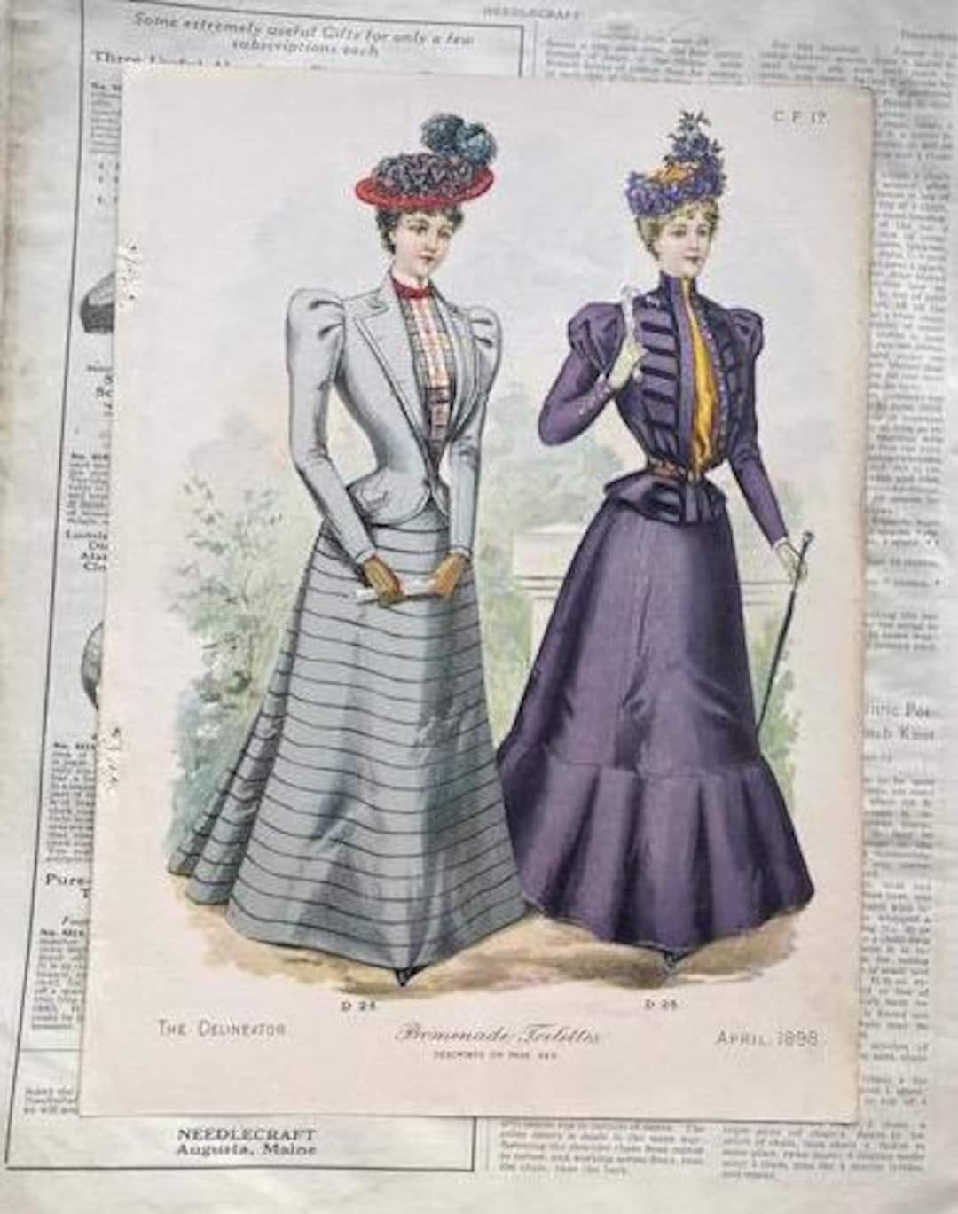 Late Victorian Delineator Fashion Plate Illustration 1890s "promenade ...