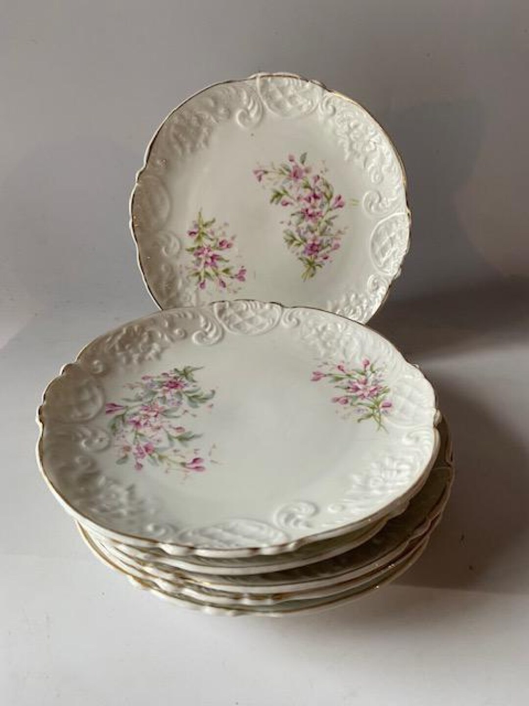 Set of 6 Vintage Antique PINK FUCHSIA Edwardian Victorian 6.5 ...