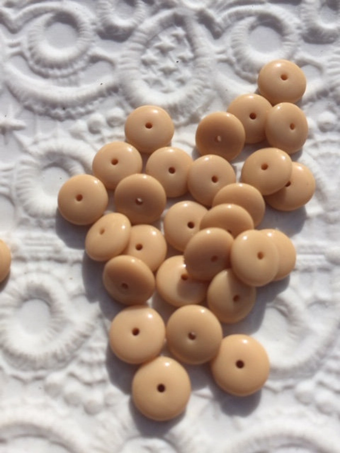 Vintage Japanese Glass Lentil Beads - Beige - 8 Mm (20) - Etsy