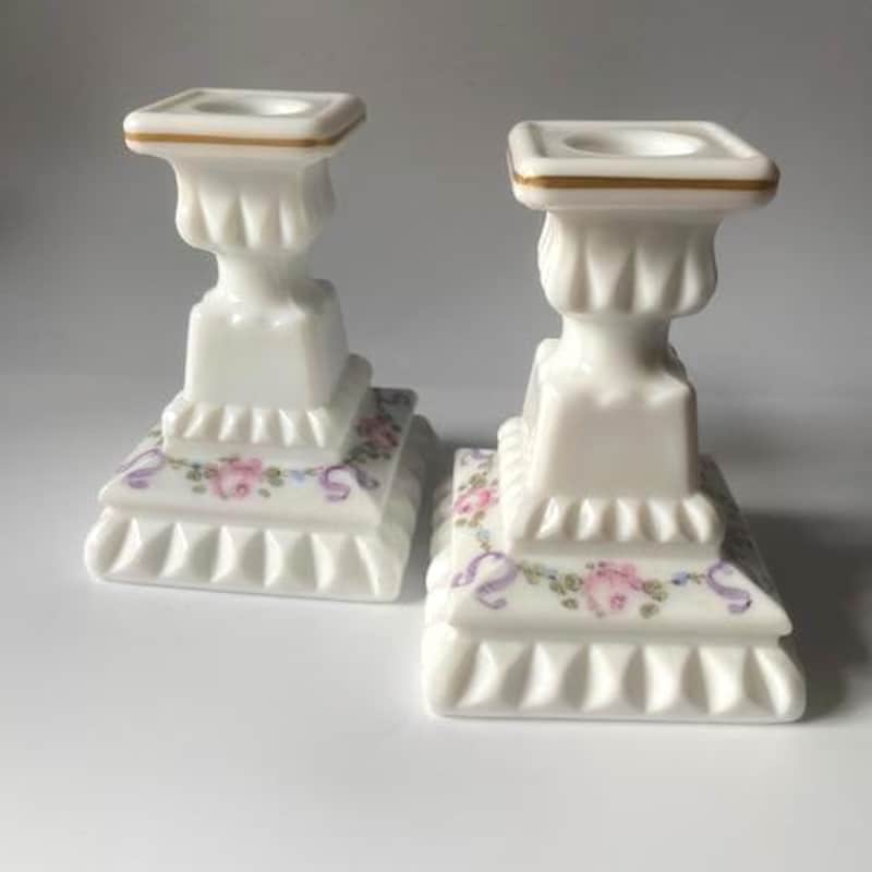 Milk Glass Dolphin Candlesticks - Etsy