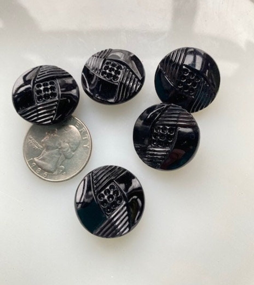 Vintage Czech Glass -- 7/8" Black Criss-cross Buttons (5) - Etsy