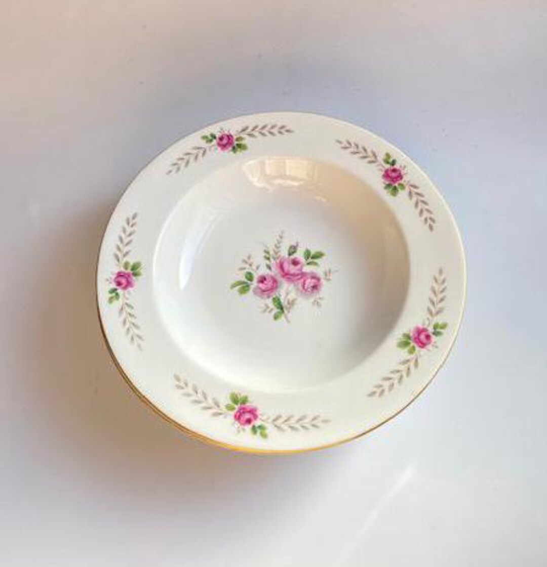 4 Vintage BARONET CHINA Pink Rose Le Bouquet Soup Bowls 1960s Bavaria ...