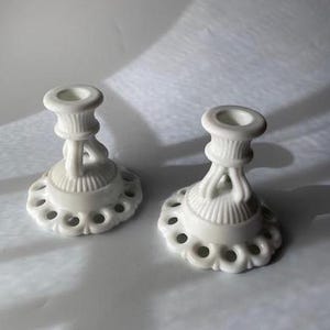 Pair of Westmoreland Doric Milk Glass Candleholders - Etsy