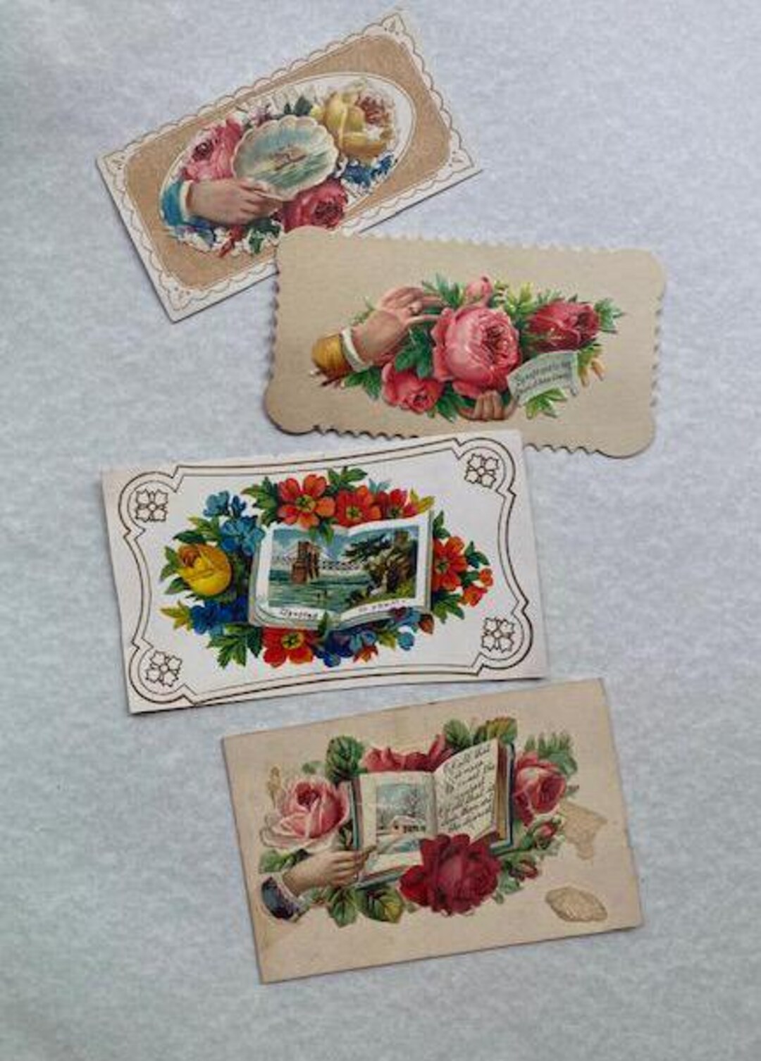 Vintage Salesman Sample Calling Cards Beautiful Roses Hands Flowers ...