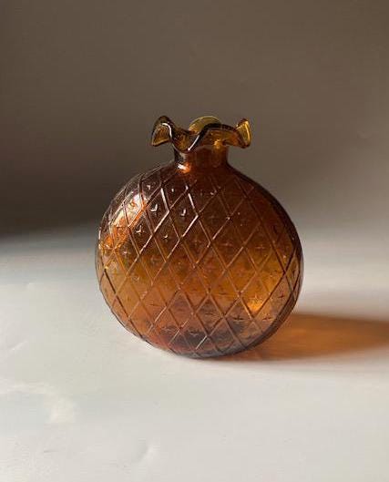 Vintage Clevenger Brothers Deep AMBER QUILT & STARS Windowsill Bottle ...