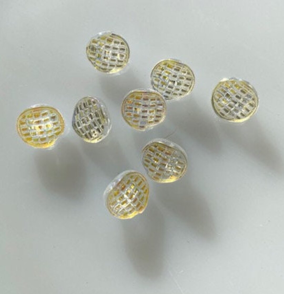 Vintage Czech Glass Buttons -- 1/2" Little Iridescent Grids (8) - Etsy