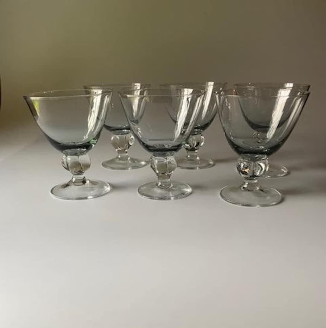Set of 6 Gray & Crystal Goblets Midcentury Drinkware Barware - Etsy