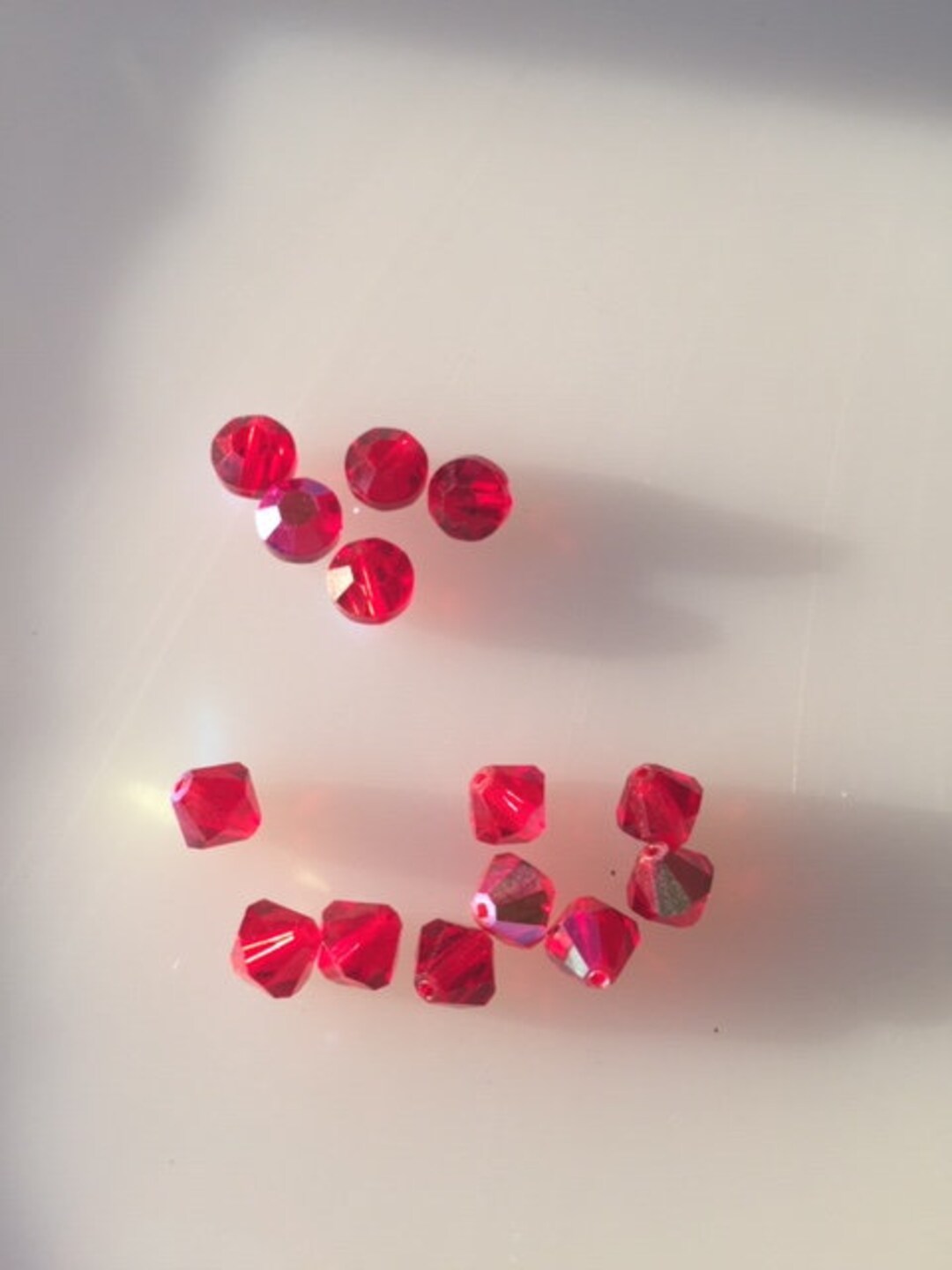 Vintage Austrian Crystals - RED AB Mix-- 6mm Aspirins and Bicones (14 ...