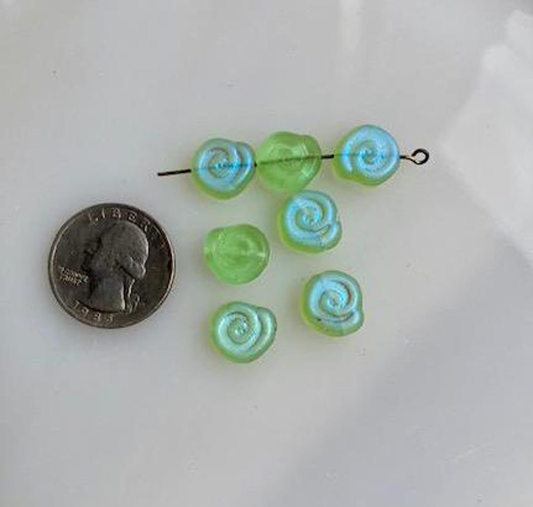 Iridescent Green Snails Glass Shells -- 12 Mm Shimmering Green Snail ...