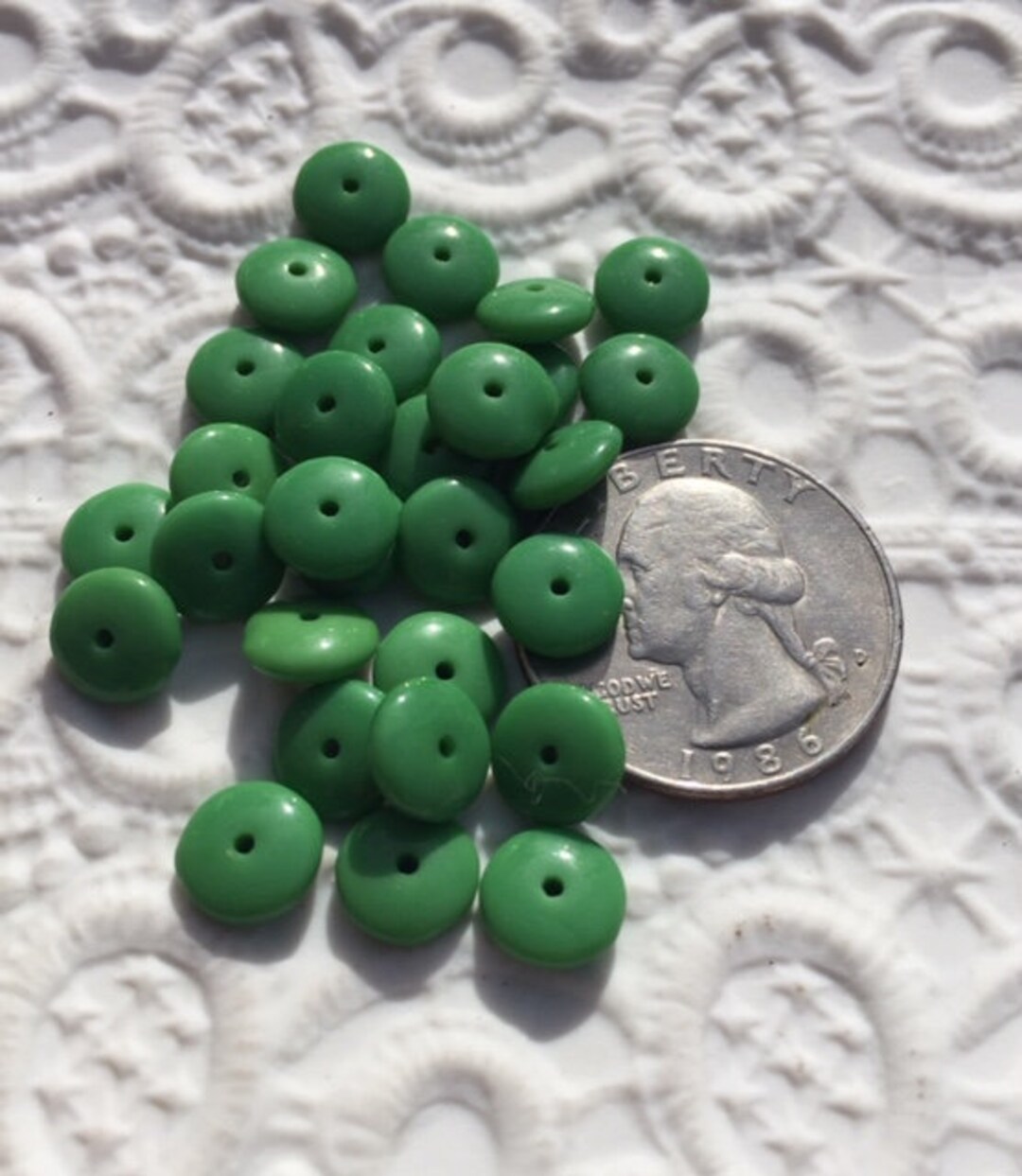 Vintage Japanese Glass Lentil Beads Kelly Green 8 Mm 20 - Etsy