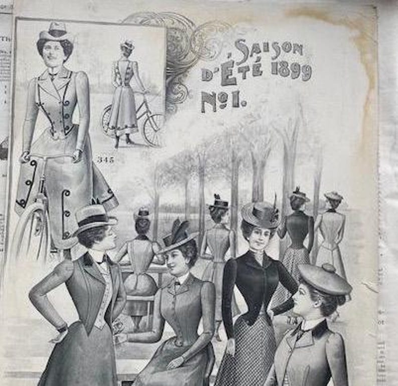 Late Victorian Fashion Plate Illustration 1890s "les Parisiennes Saison ...