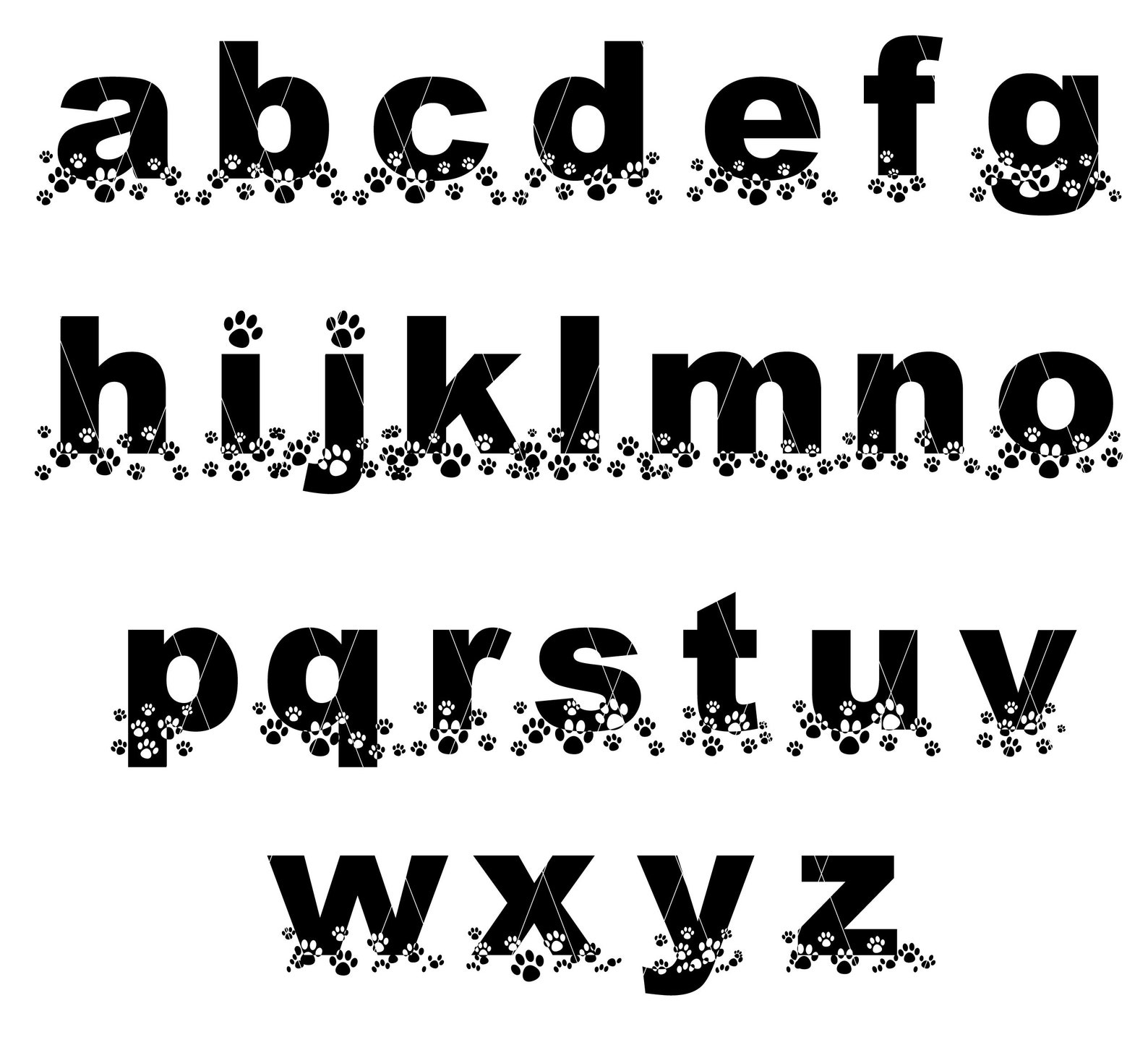 Paw Font, Dog Font, Pet Font, SVG, PNG, Vector, Apparel Graphic, Cricut ...