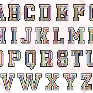 Stripe Font, Rainbow Font, SVG, PNG, Stripe Letter and Numbers, Vector ...