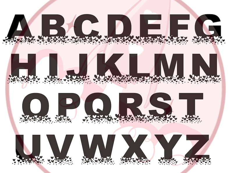 Heart Font, SVG, PNG, Heart Letter and Numbers, Vector, Wedding, Bridal ...