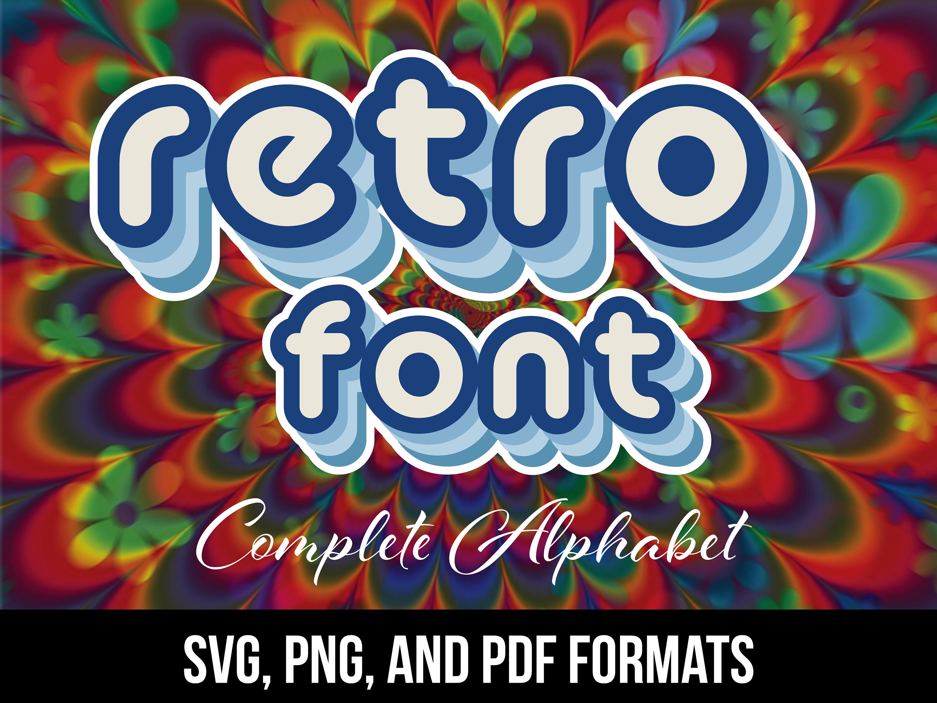 Blue Retro Font, Vintage Font, Groovy Font, 70's Font, Disco Font,svg ...