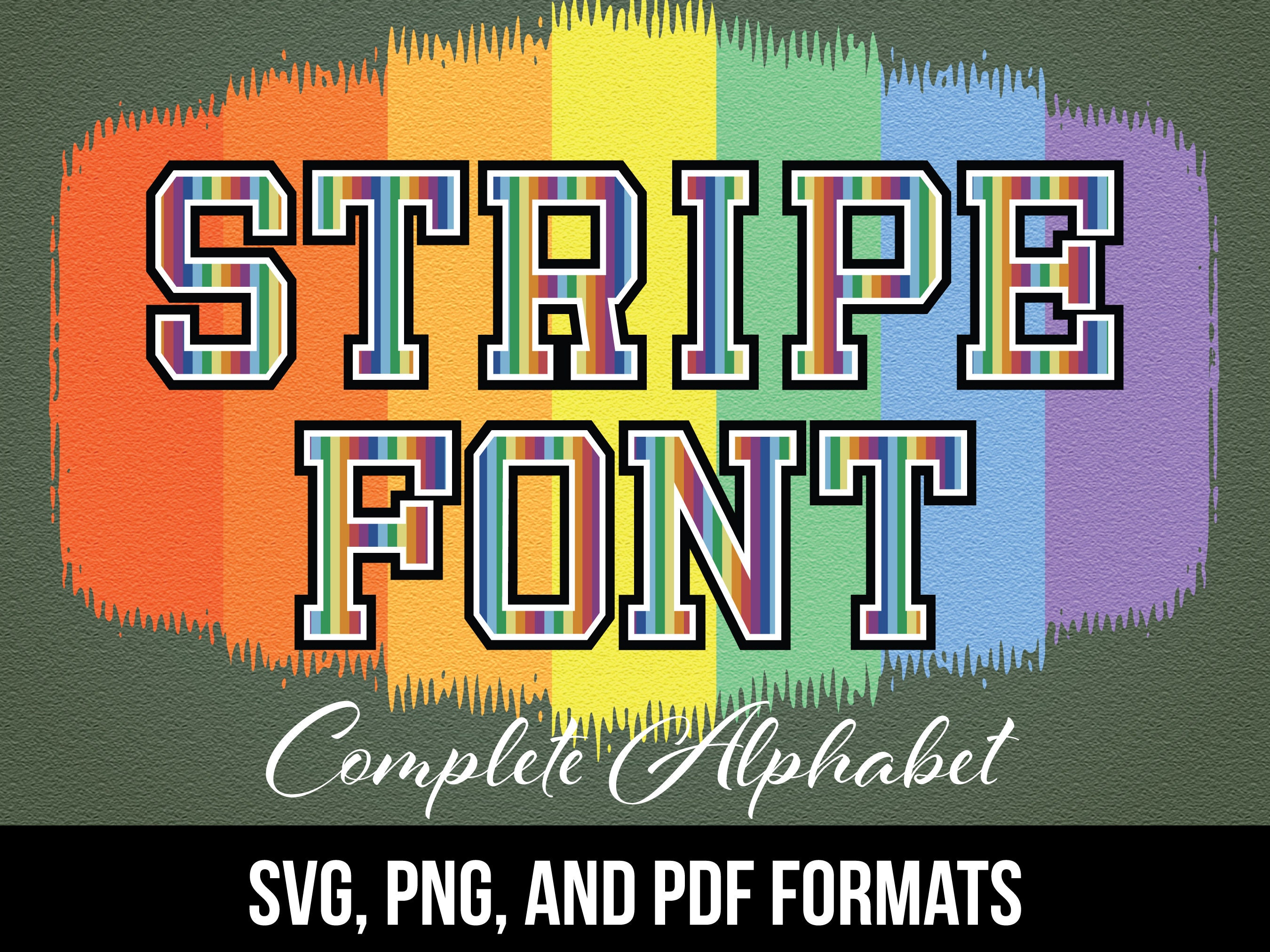 Stripe Font, Rainbow Font, SVG, PNG, Stripe Letter and Numbers, Vector ...