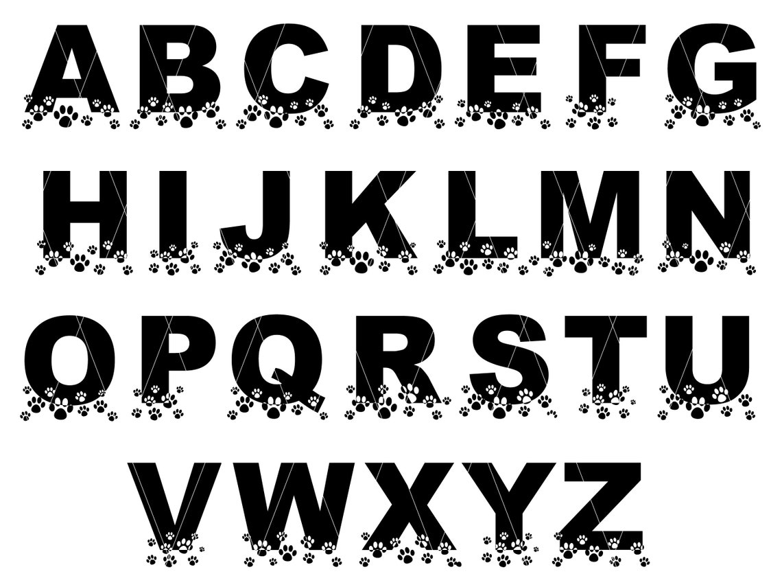 Paw Font, Dog Font, Pet Font, SVG, PNG, Vector, Apparel Graphic, Cricut ...