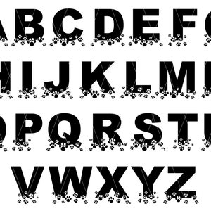 Paw Font, Dog Font, Pet Font, SVG, PNG, Vector, Apparel Graphic, Cricut ...