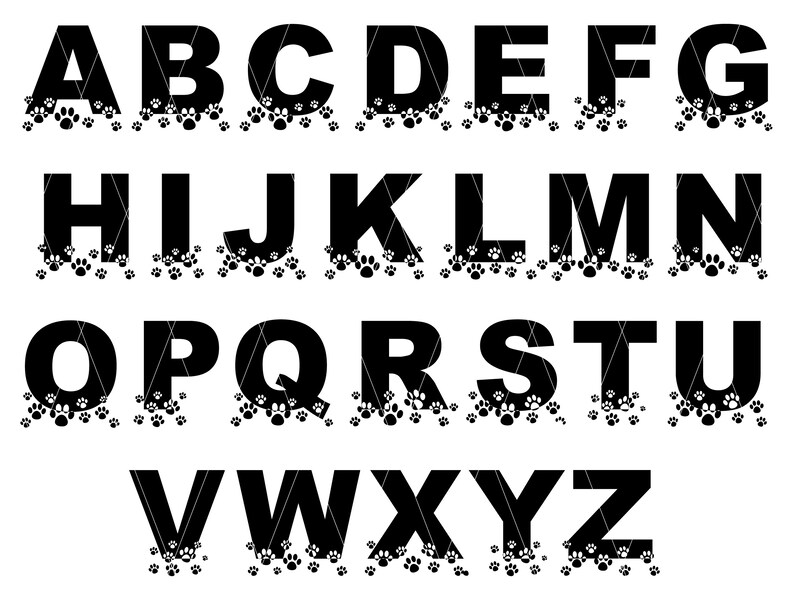 Paw Font, Dog Font, Pet Font, SVG, PNG, Vector, Apparel Graphic, Cricut ...