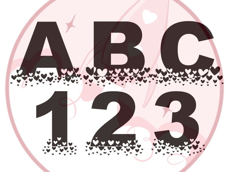 Heart Font, SVG, PNG, Heart Letter and Numbers, Vector, Wedding, Bridal ...