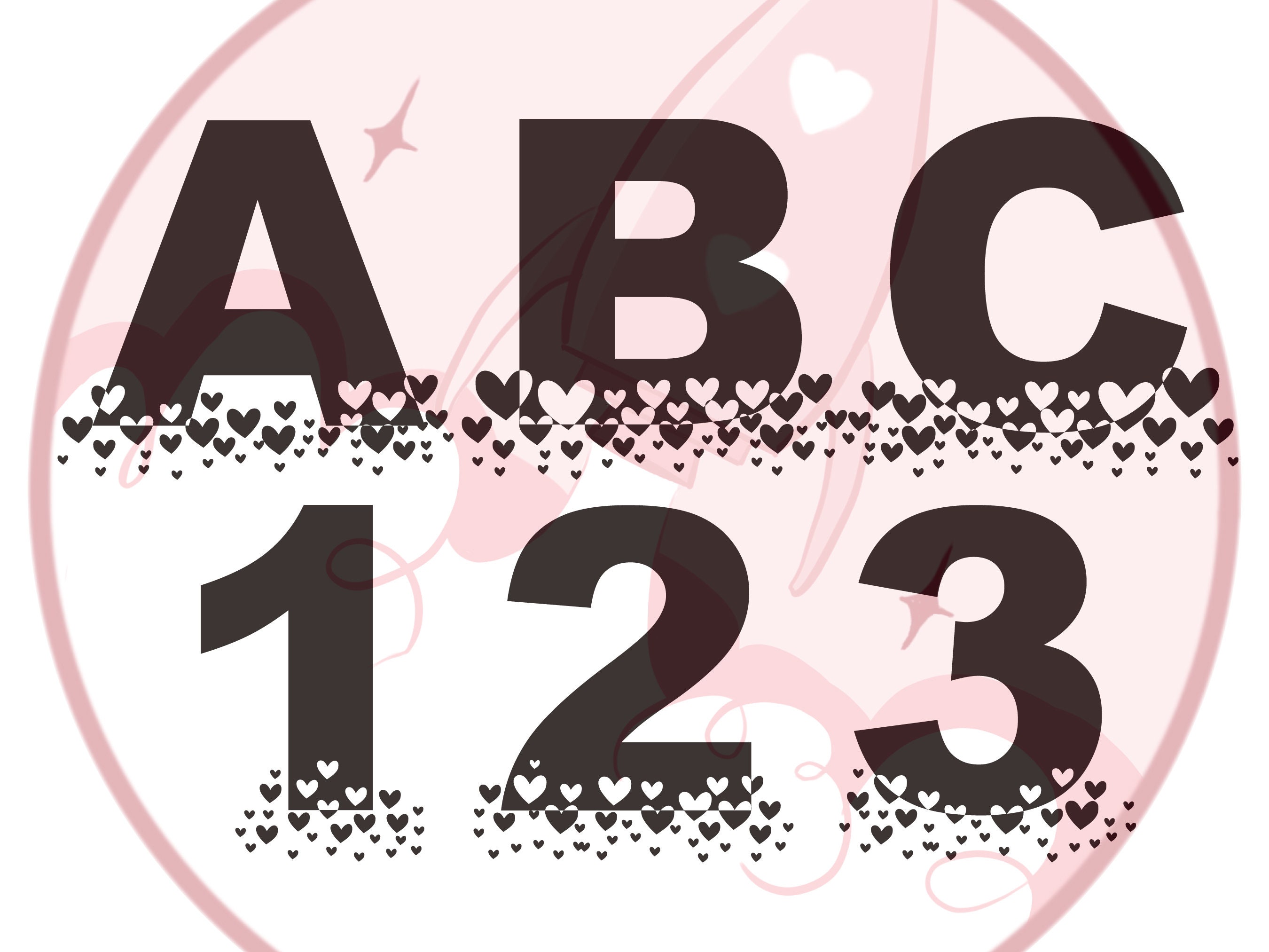 Heart Font, SVG, PNG, Heart Letter and Numbers, Vector, Wedding, Bridal ...