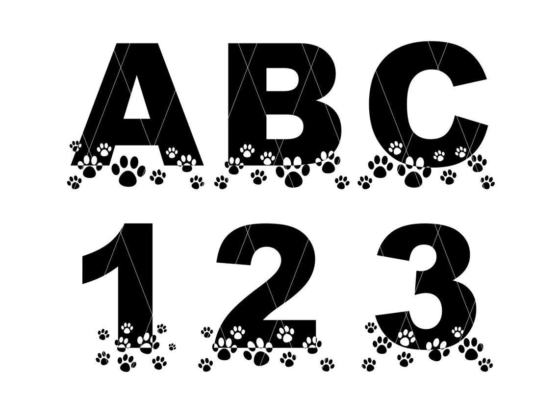 Paw Font, Dog Font, Pet Font, SVG, PNG, Vector, Apparel Graphic, Cricut ...