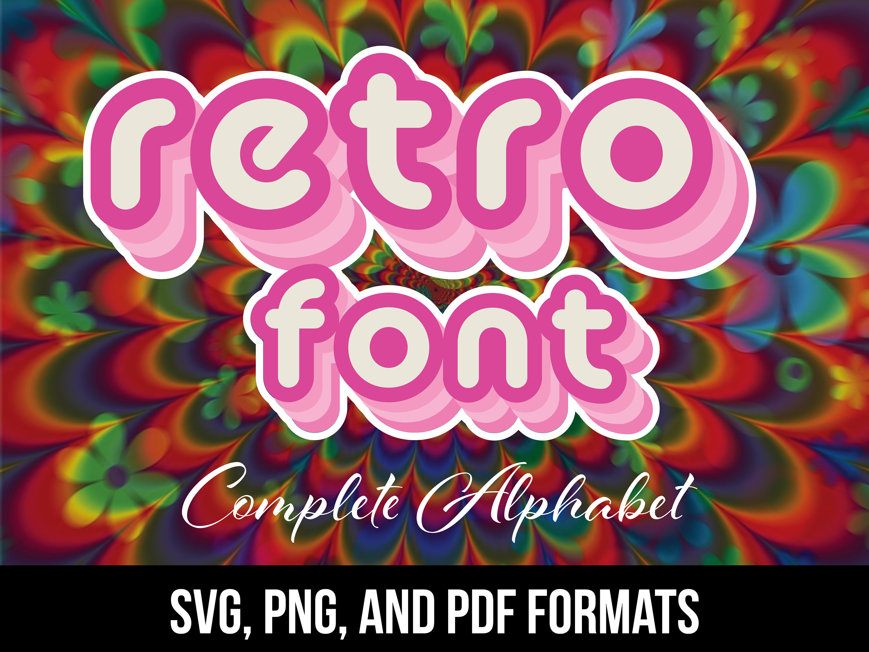 Pink Retro Font, Vintage Font, Groovy Font, 70's Font, Disco Font,svg ...