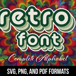 Green Retro Font, Vintage Font, Groovy Font, 70's Font, Disco Font,svg ...