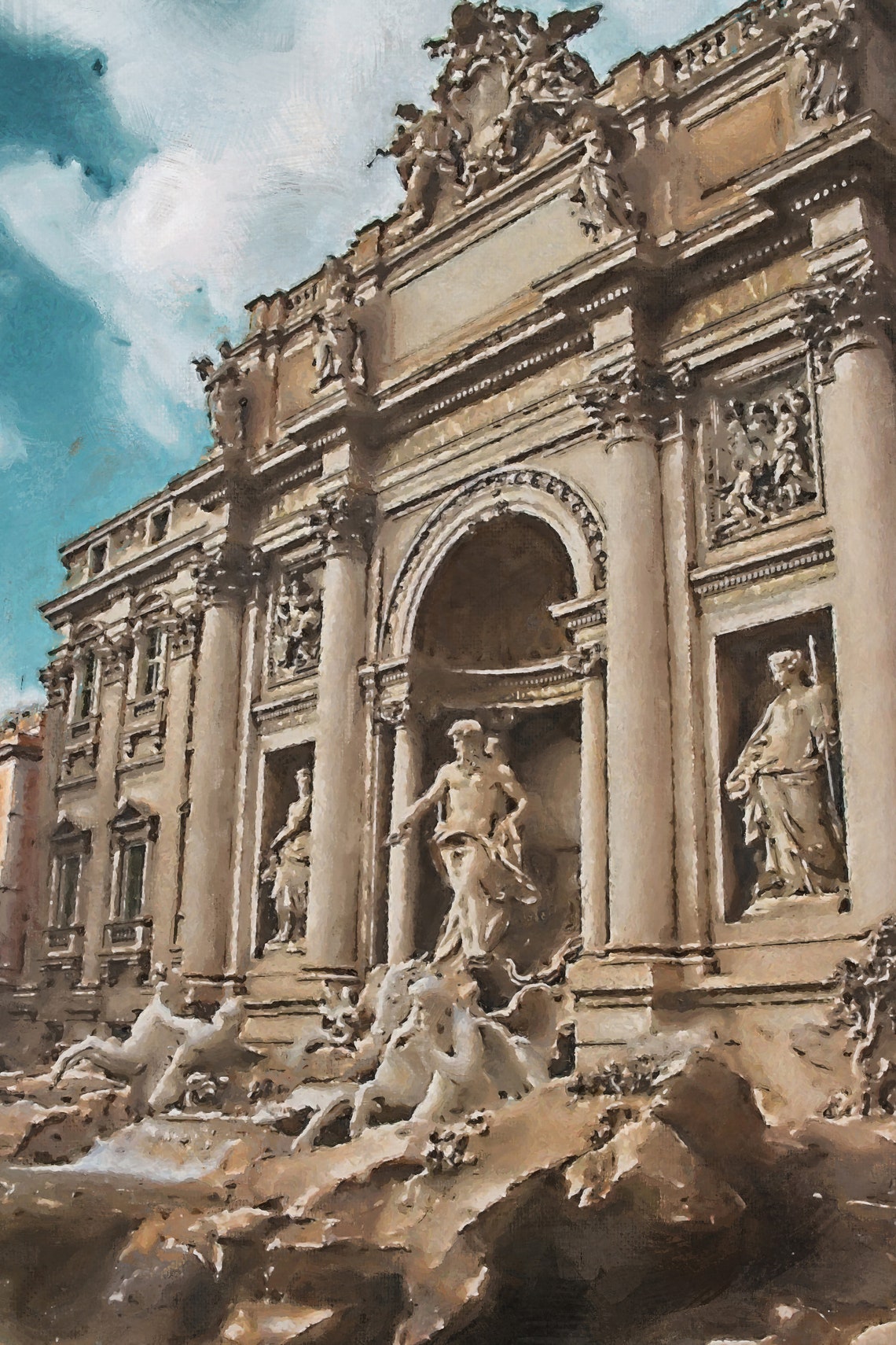 Fontana Di Trevi Canvas Oil Painting Print - Etsy