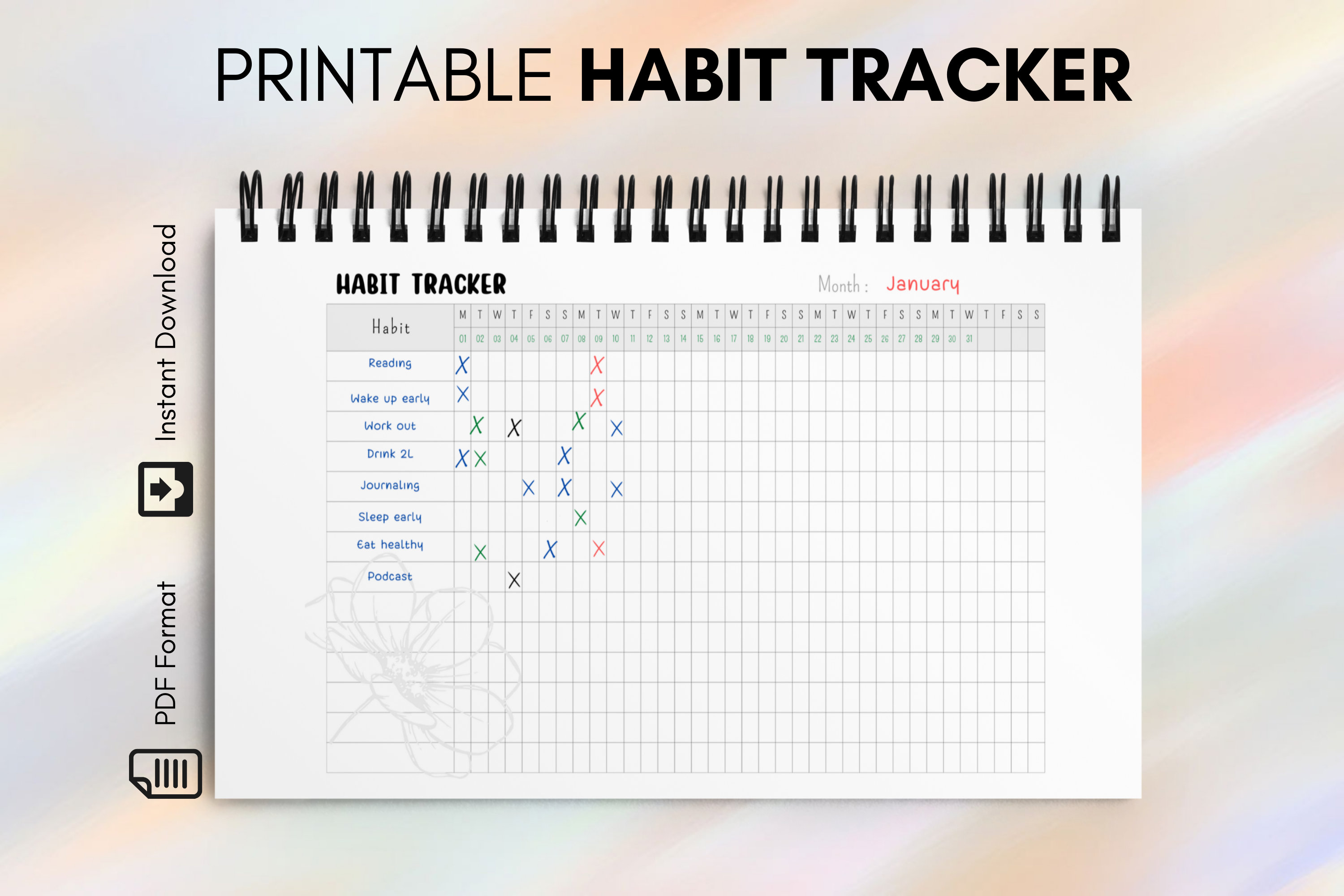 Planificateur De Suivi Des Habitudes Minimaliste A Imprimer Et à ...