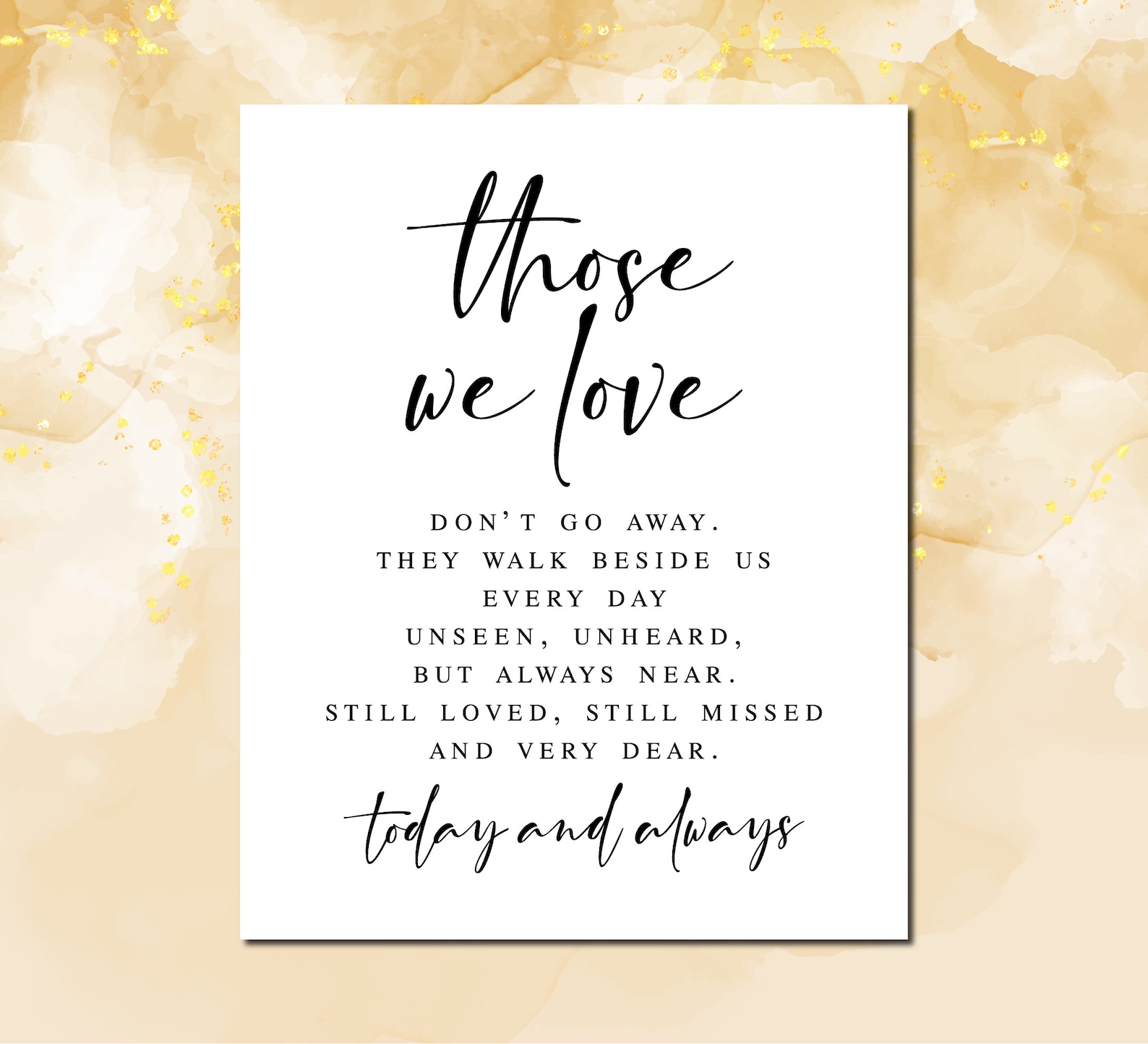 Memorial Sign: Those We Love, Funeral Poem (PDF & JPG) - Etsy