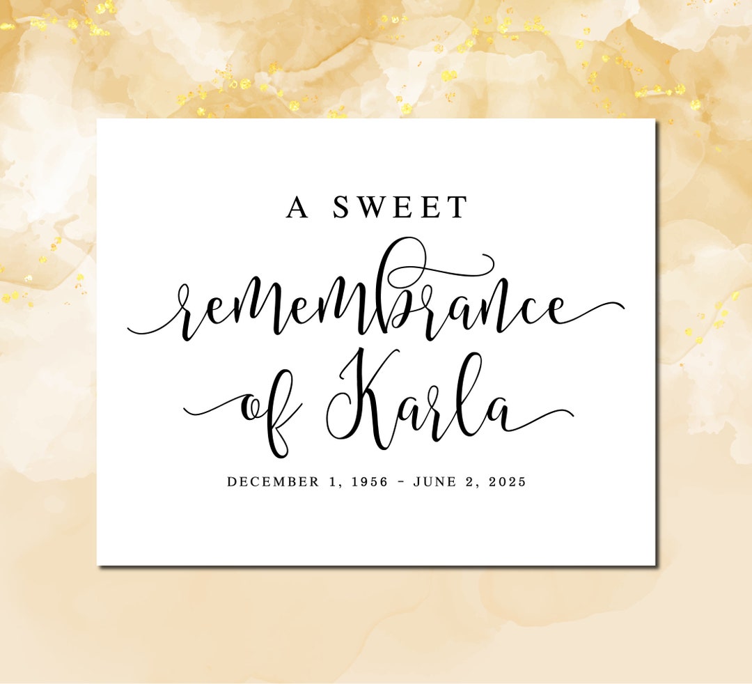 A Sweet Remembrance Sign, Modern Minimalist Funeral Signs, Funeral ...